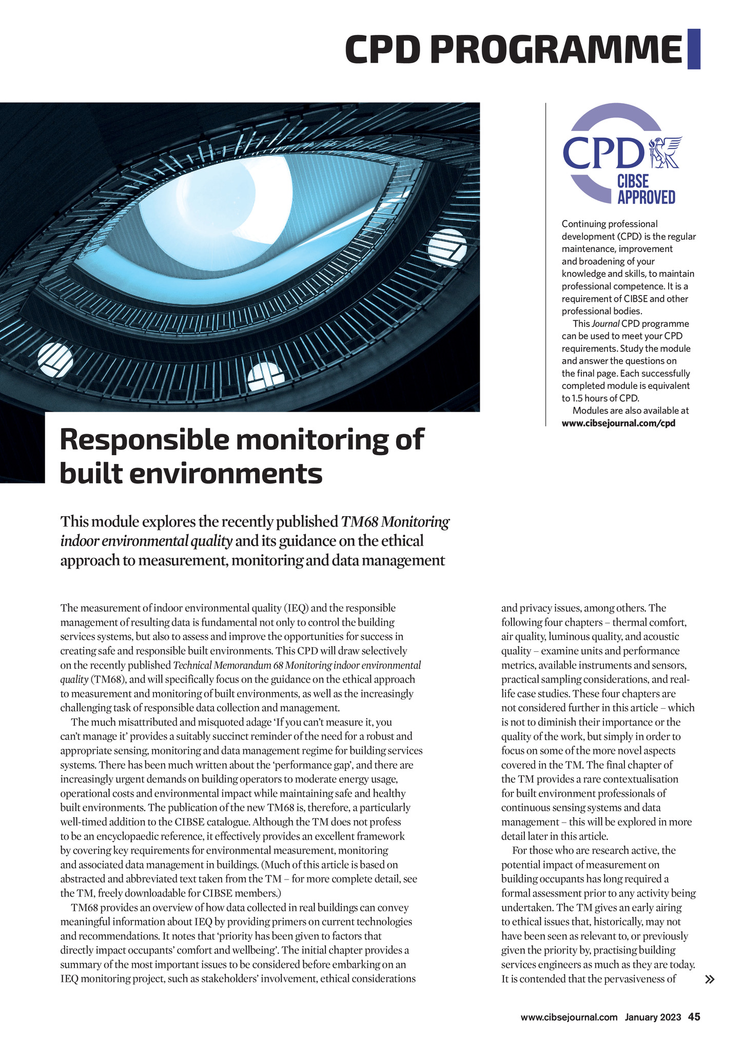 cpd programme responsible monitoring of built environments continuing ...